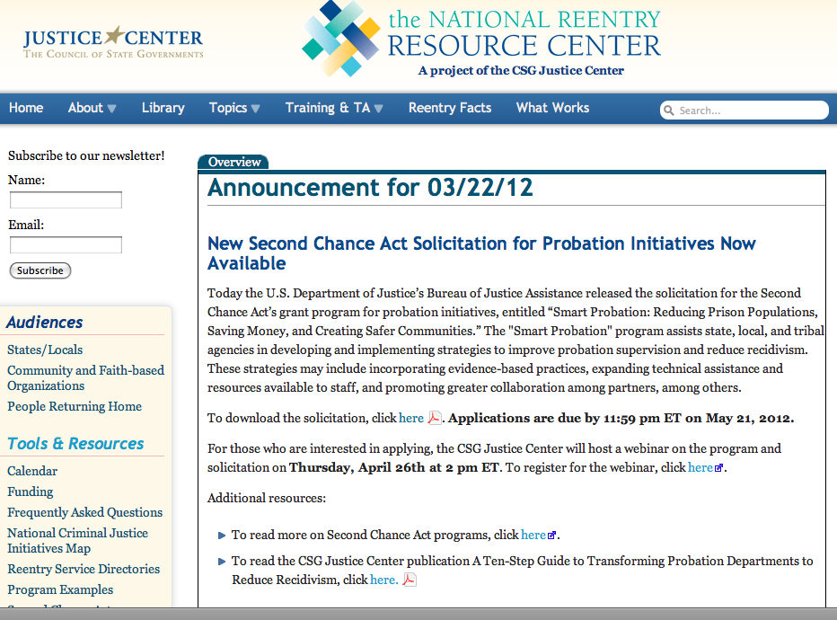 National Reentry Resource Center – Reentry Court Solutions